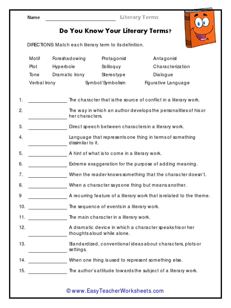 Literary Elementsworksheet 1 | PDF | General Fiction
