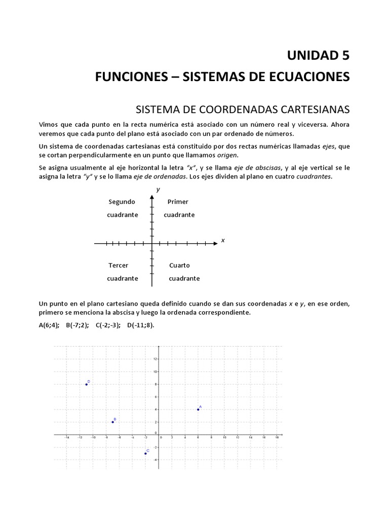 Modulo 5 Mate 2021 Funciones y Sist de Ecuaciones Final | PDF | Sistema de coordenadas ...