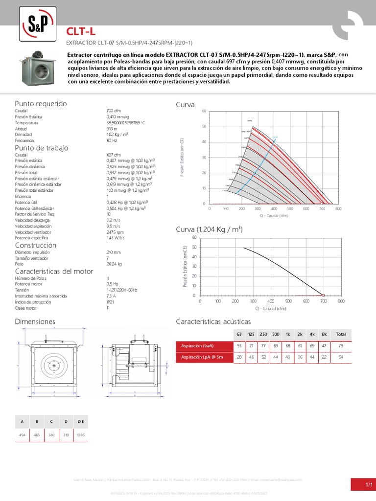 Extractor Centrífugo Eficiente S&P | PDF | Cantidades fisicas | Metrología