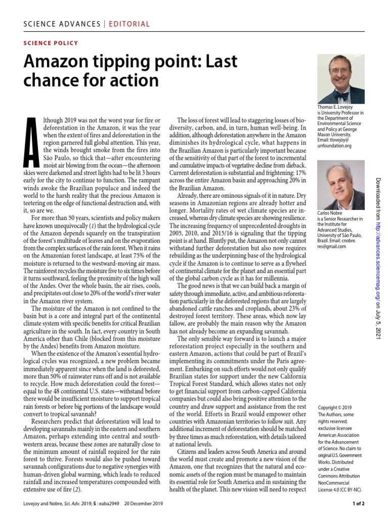 Amazon Tipping Point - Last Chance For Action | PDF | Amazon Rainforest ...