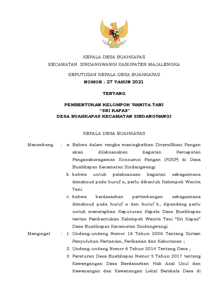 SK Kelompok Wanita Tani (KWT) | PDF