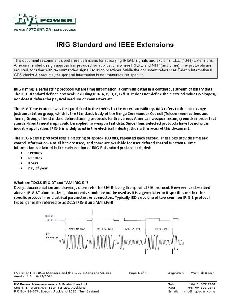 IRIG Standard and The IEEE Extensions V1 | PDF | Electronics | Computer ...