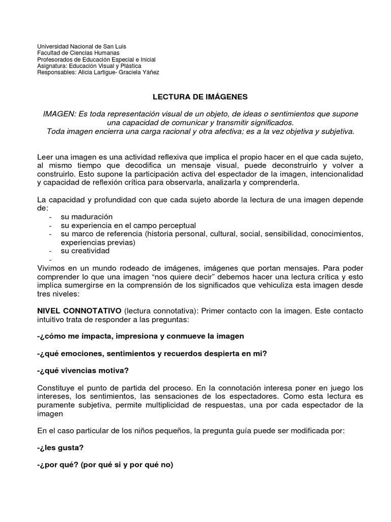 Lectura De Imágenes Pdf Experiencia Cognición 4179