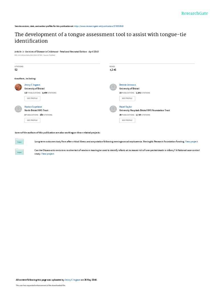 Bristol. The Development of A Tongue Assessment Tool To Assist With ...