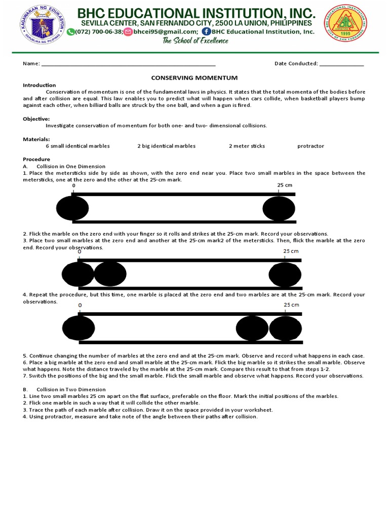 Sci9 Worksheet 1 | PDF | Collision | Momentum