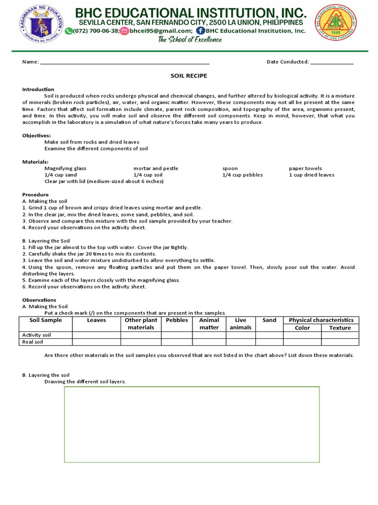 Worksheet 1 | PDF | Soil | Earth Sciences