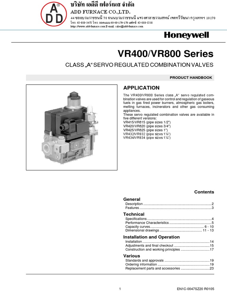 Honeywell-Vr400-Vr800-Manual (Eng) | PDF | Pipe (Fluid Conveyance) | Valve