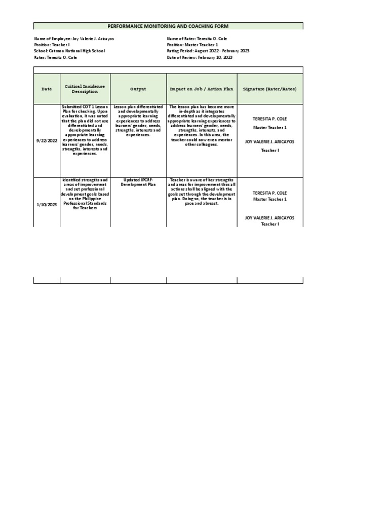 Important Forms For The Mid Year Assessment | PDF | Learning ...