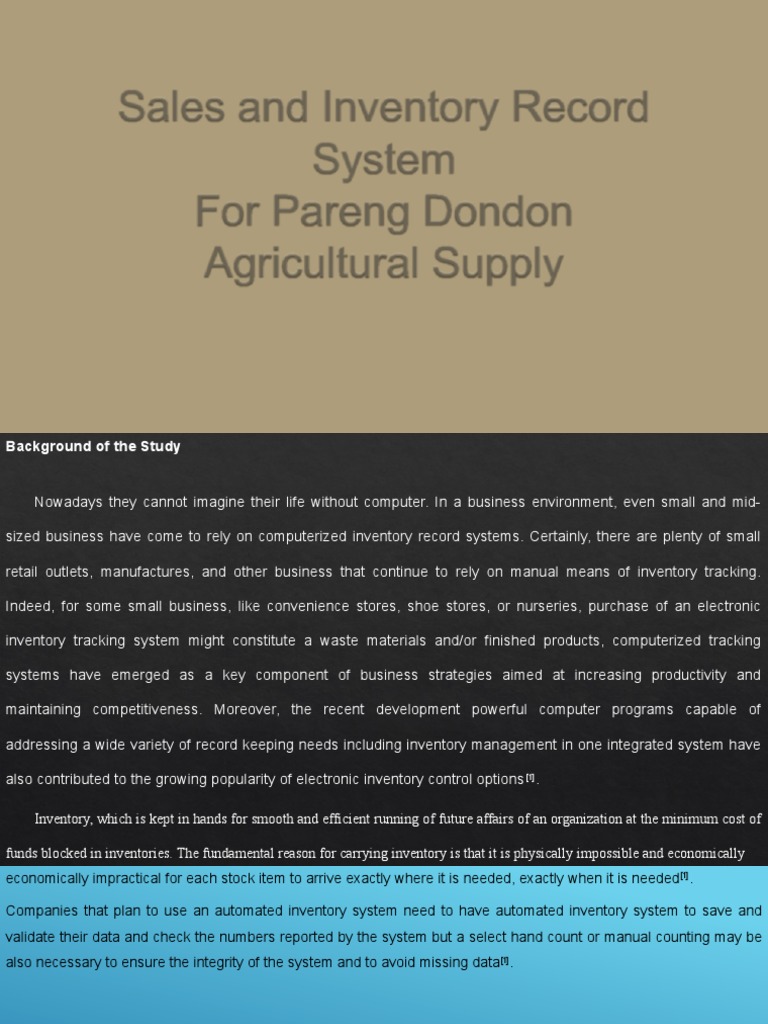 Sales and Inventory Record System Final | PDF | Inventory | Software Development Process