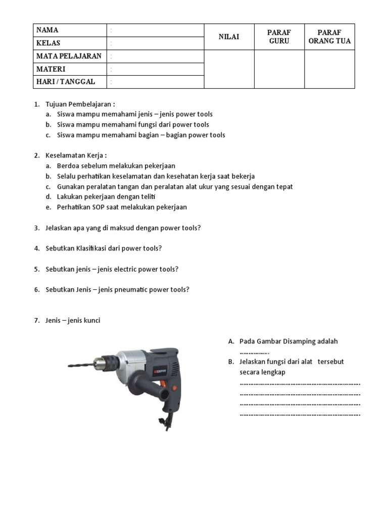 Jobsheet Power Tools | PDF
