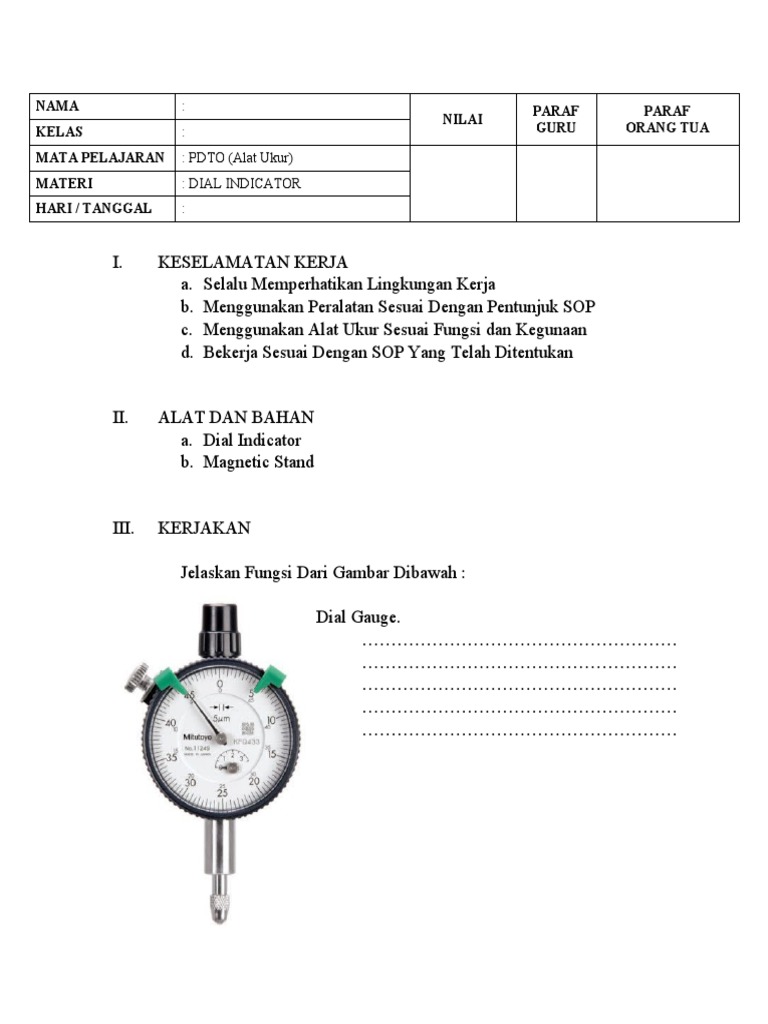 Panduan Praktikum Dial Indicator | PDF