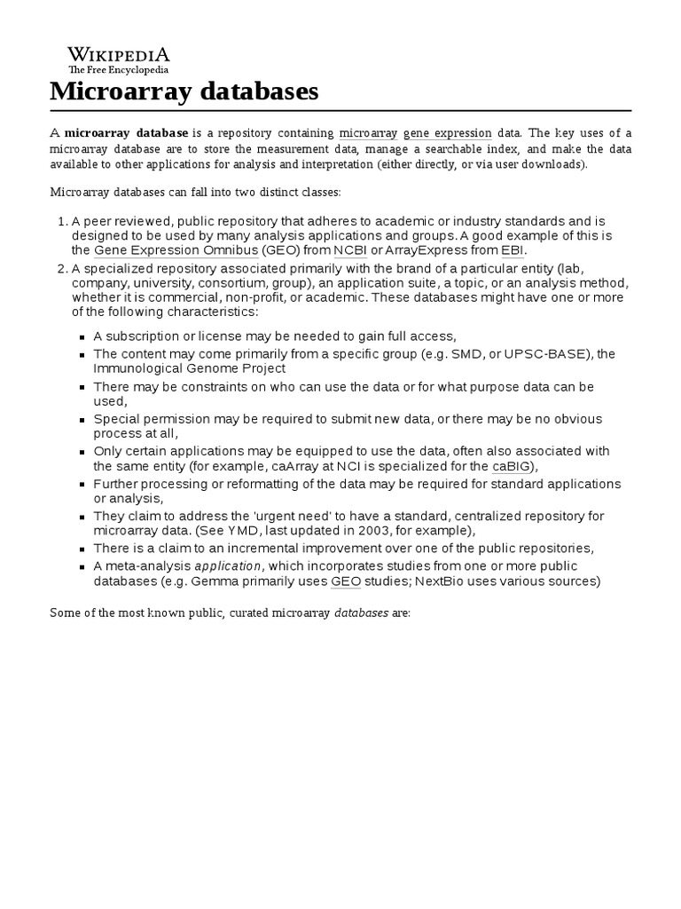 Microarray Databases | PDF | Dna Microarray | Biostatistics