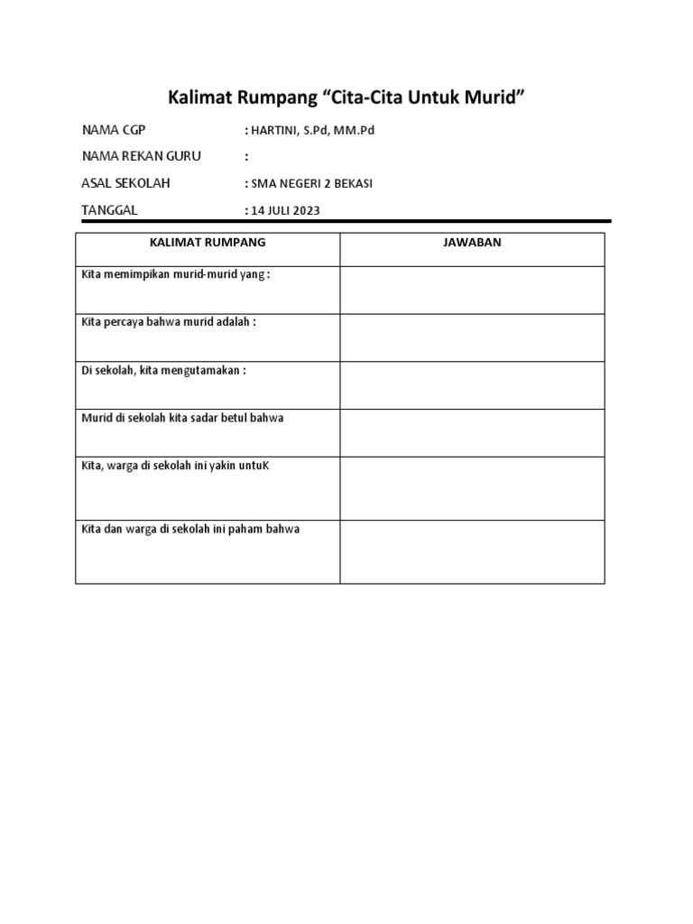 Kalimat Rumpang - Hartini | PDF