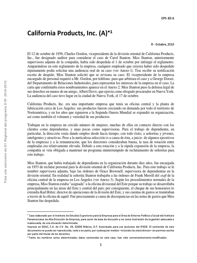 01 EPS-83 A - California Products Inc. | PDF | Business