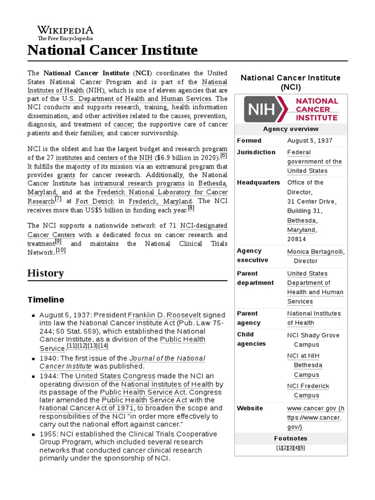 National Cancer Institute Overview | PDF | National Cancer Institute ...