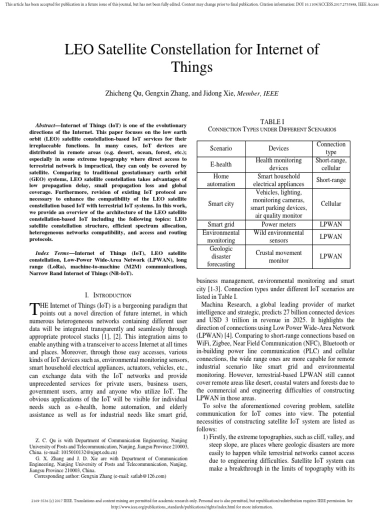 LEO Satellite IoT Constellation Overview | PDF | Internet Of Things ...