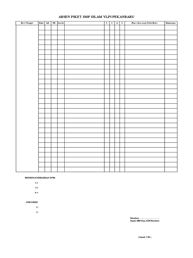 Absen Piket - Google Sheets | PDF