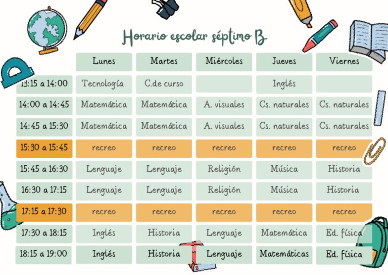 Horario Septimo B | PDF