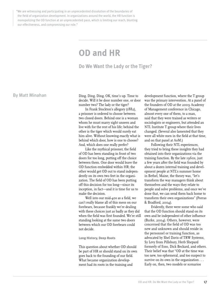ODP OD and HR Do We Want The Lady or The Tiger 2010 | PDF | Human Resource Management ...