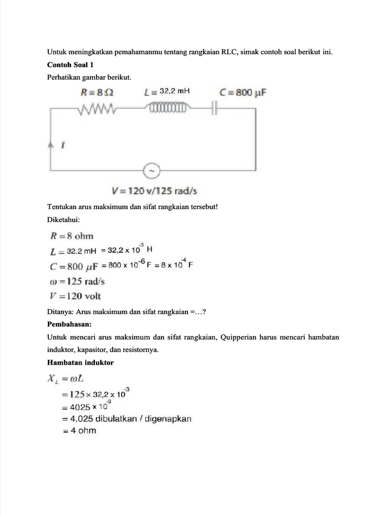 PDF Contoh Soal RLC Seri Compress | PDF
