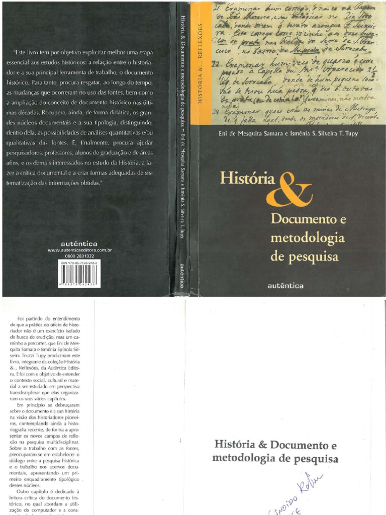 História Documento e Metodologia de Pesquisa Eni de Mesquita Samara ...
