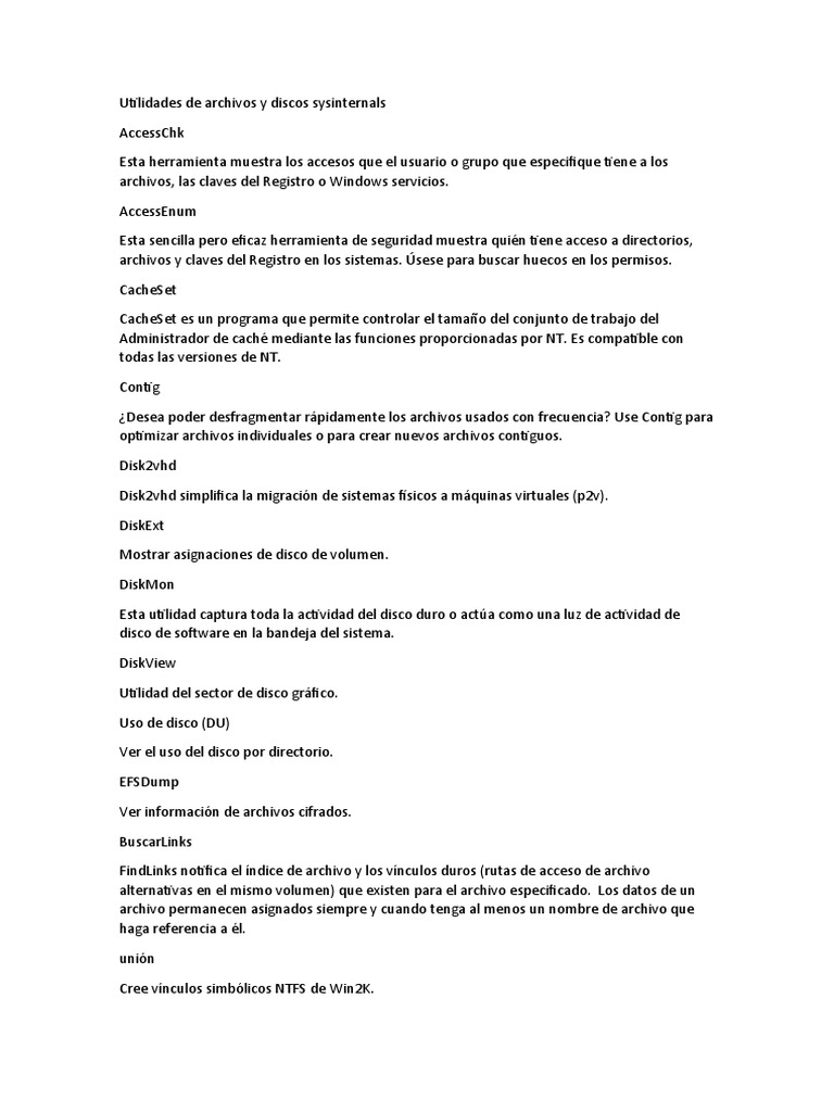 Utilidades Sysinternals para Discos | PDF | Archivo de computadora | Registro de Windows