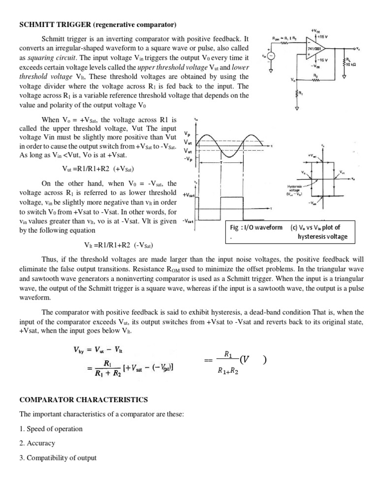 Integratedelectronics (Unit 2) SCHMITT TRIGGER - OPAMP | PDF ...