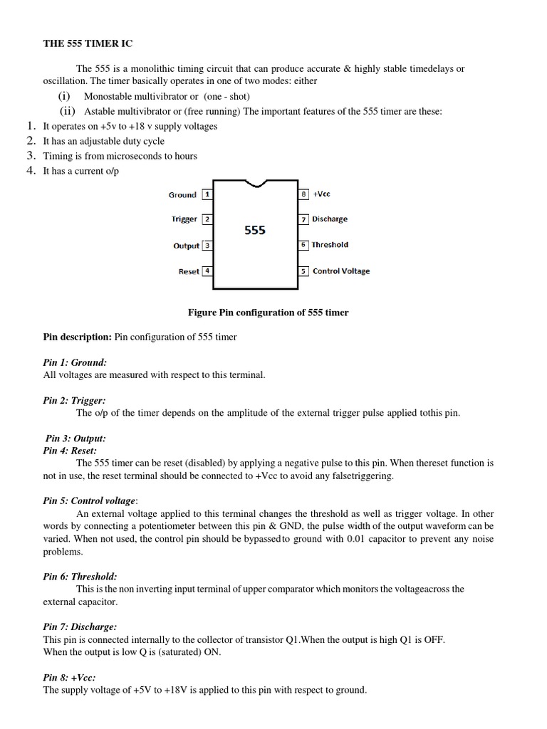 Integratedelectronics (Unit2) 555 TIMER ASTABLE MONOSTABLE MV | PDF | Electrical Engineering ...
