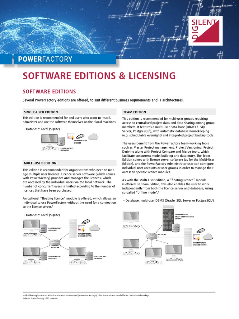 PowerFactory - Software Editions and Licence Types | PDF | Databases | Computing