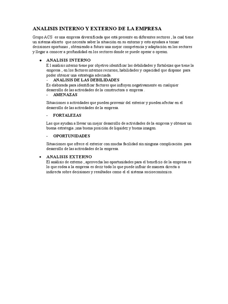 Analisis Interno y Externo de La Empresa | PDF