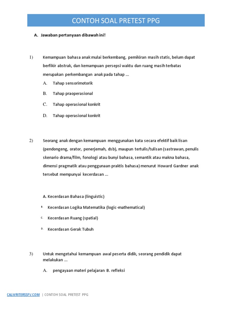 Contoh Pretest Soal PPG | PDF