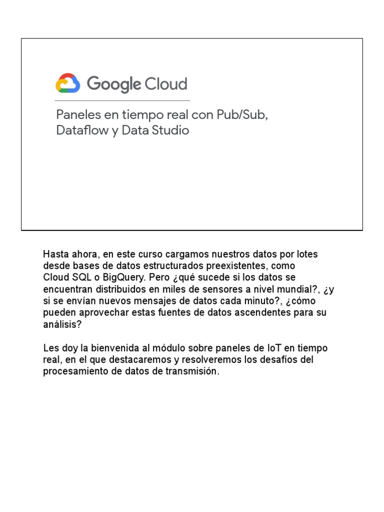Curso BQ Module 4 - Real-Time Dashboards With Pub - Sub Dataflow and Data Studio | Descargar ...