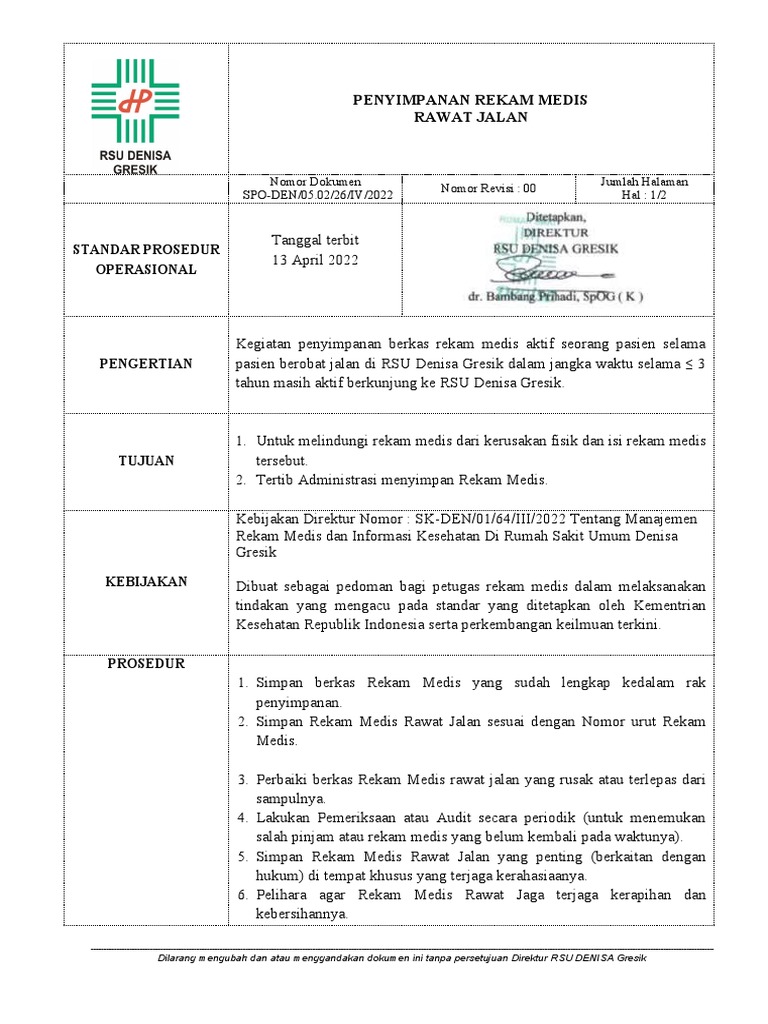 Penyimpanan Rekam Medis Rawat Jalan | PDF
