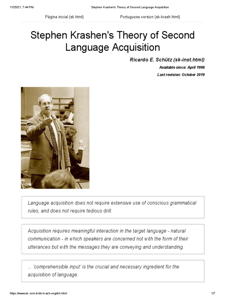 Krashen's Second Language Acquisition Theory | PDF | Second Language ...