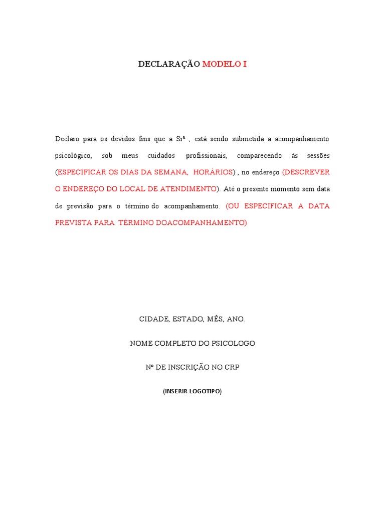 Declaração Modelo I | PDF