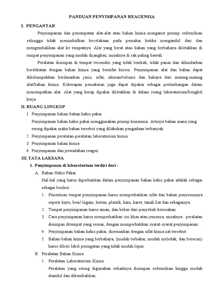 Panduan Penyimpanan Reagen Laboratorium | PDF | Sains & Matematika
