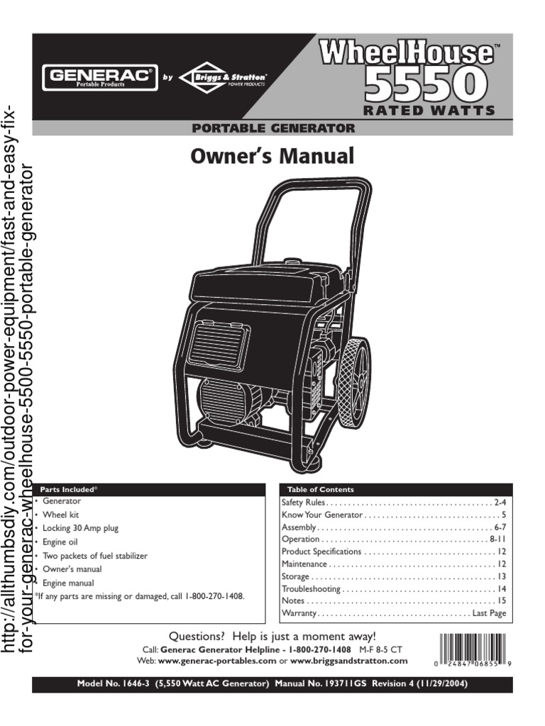 5550 Wheelhouse Generator Manual | PDF | Electric Generator | Gasoline
