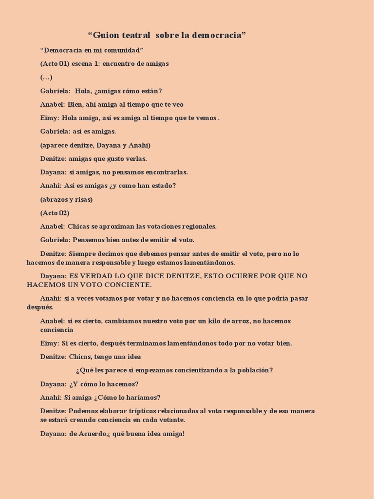 Guion Teatral Sobre La Democracia | PDF
