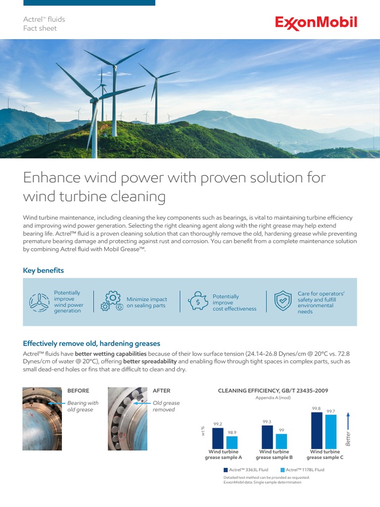 Actrel Wind Turbine Bearing Cleaning Fact Sheet en | PDF | Bearing (Mechanical) | Wind Power