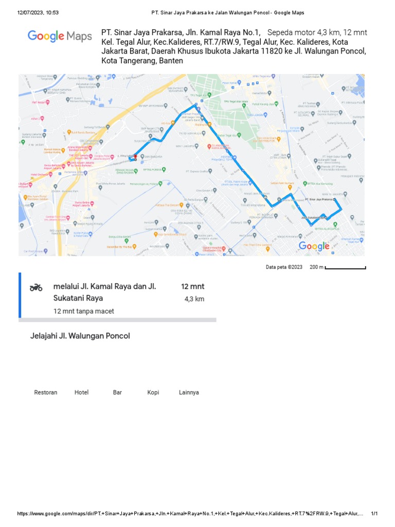 PT. Sinar Jaya Prakarsa Ke Jalan Walungan Poncol - Google Maps | PDF