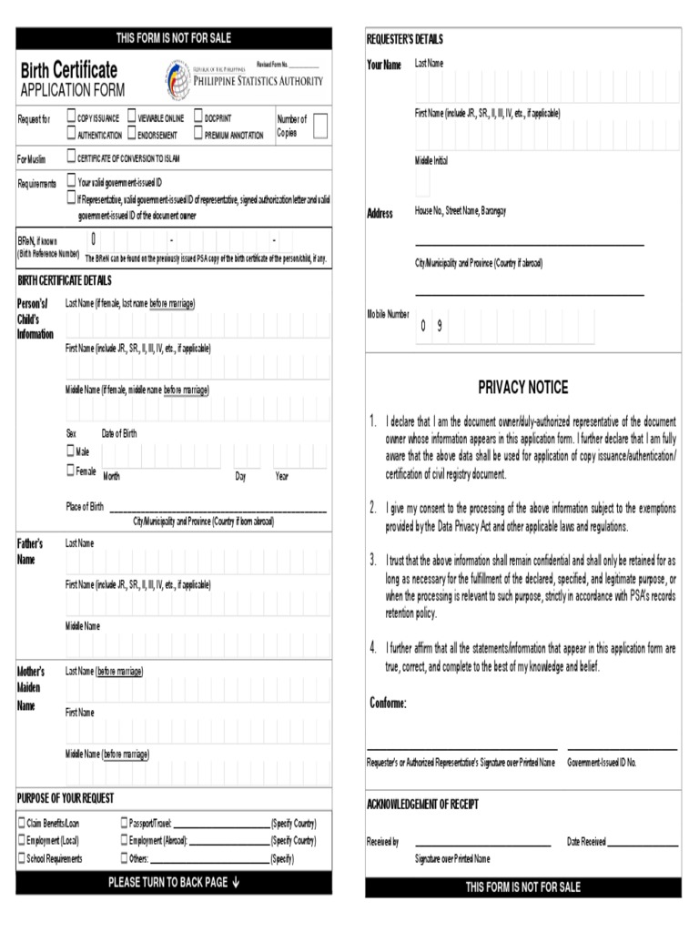 PSA Certificate of Live Birth Form | PDF | Birth Certificate | Identity ...