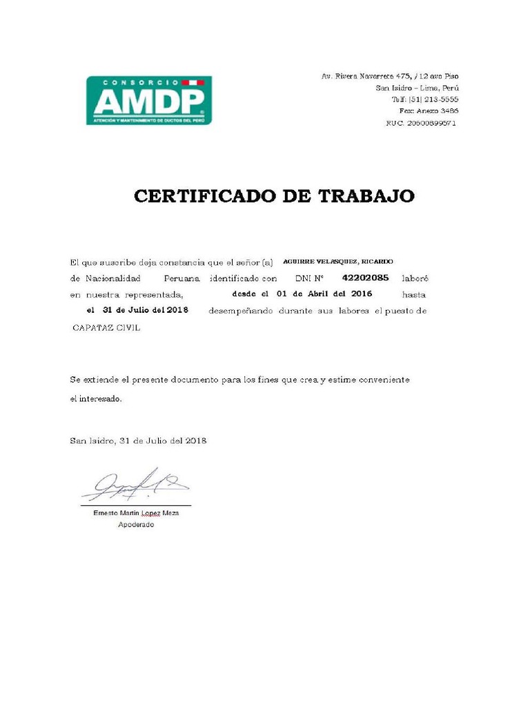 Certificado Amdp | PDF