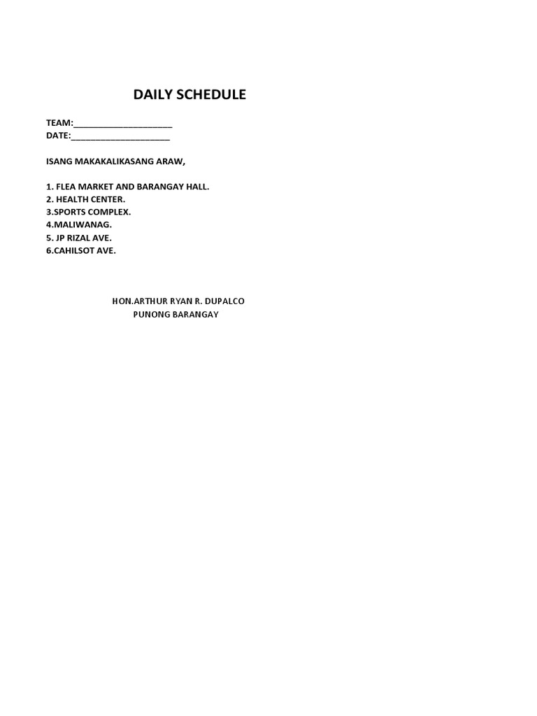 Daily Schedule | PDF