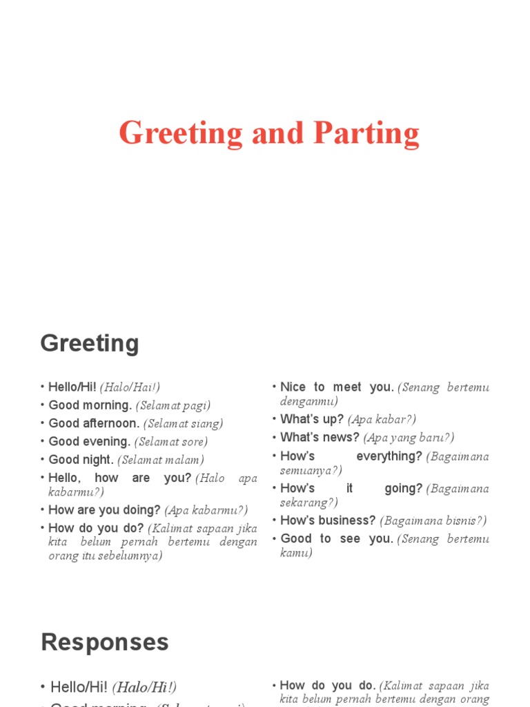 Greeting and Parting | PDF