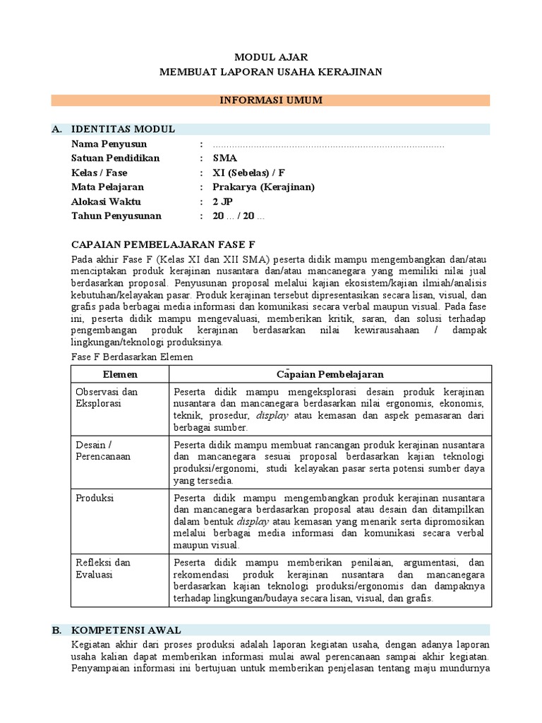 PKWU Kerajinan Kelas 11 5 | PDF