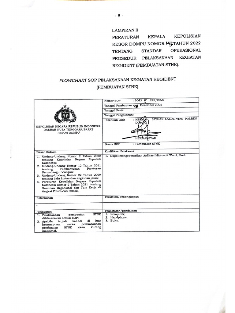 Sop Pembuatan STNK | PDF