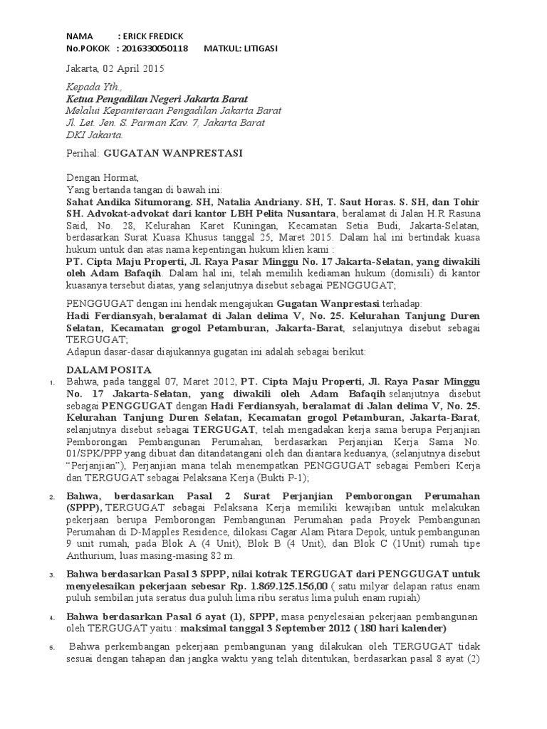 Contoh Posita Dan Petitum | PDF