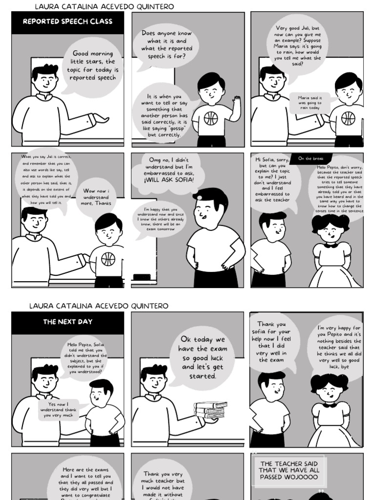 Reported Speech Class COMIC | PDF | Linguistics