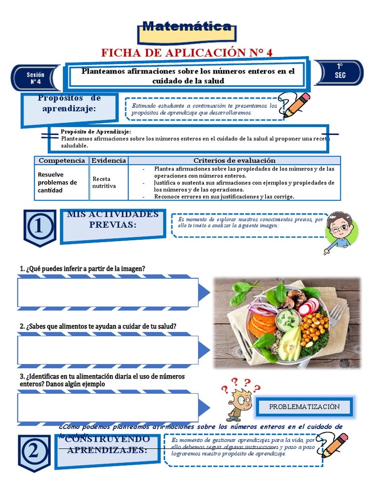 1° Ficha de Aplicación-Sesión4-Sem.2-Exp.3-Mate. | PDF | Panes | Aprendizaje