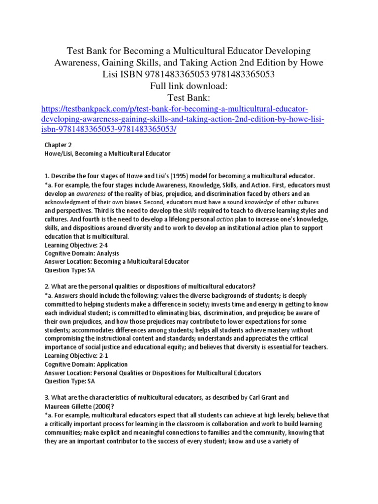 Becoming A Multicultural Educator Developing Awareness Gaining Skills and Taking Action 2nd ...